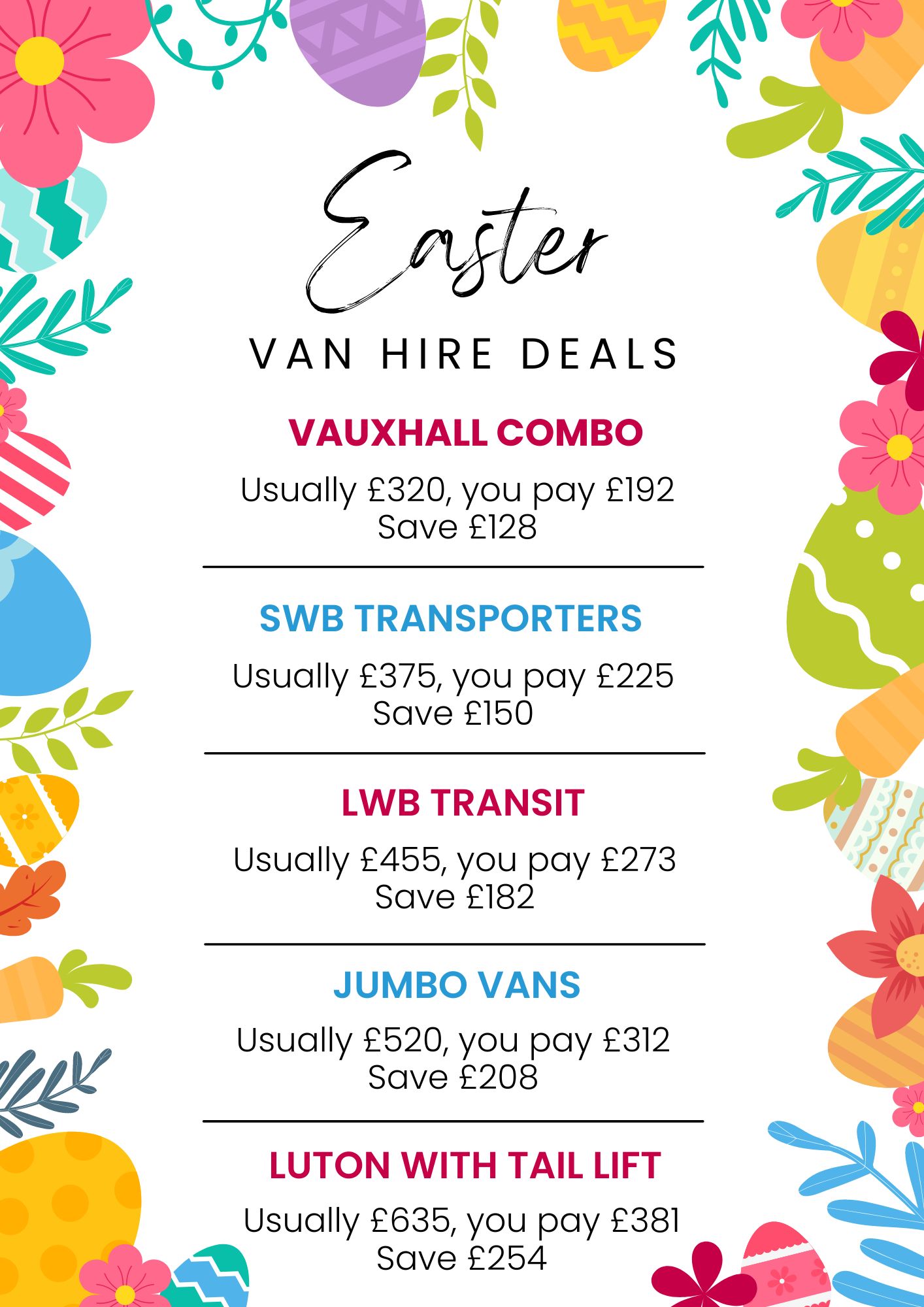 Happy Easter | Meashams Deals on Easter Van and Car Hire